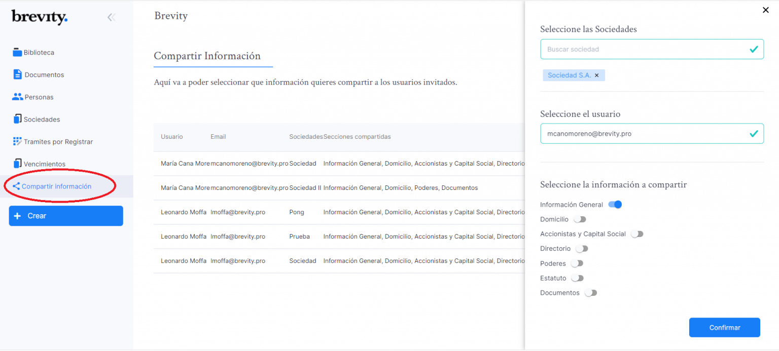 Cómo compartir información y documentos - Brevity